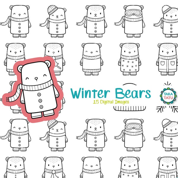 Bear Digi Stamp - Etsy