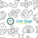 Cute Bugs Digital Stamp - Cute Bugs Clip Art / Kawaii Bugs / Garden ...