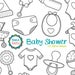 Baby Shower Digital Stamp Pack Black and White Clipart / | Etsy