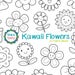 Kawaii Flowers Digital Stamp Black and White Clipart / Kawaii Spring ...