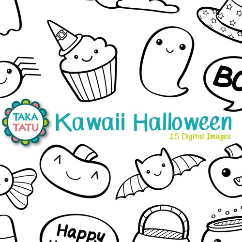 Cute Ghosts Digital Stamp Pack Cute Ghosts Clipart / Kawaii - Etsy