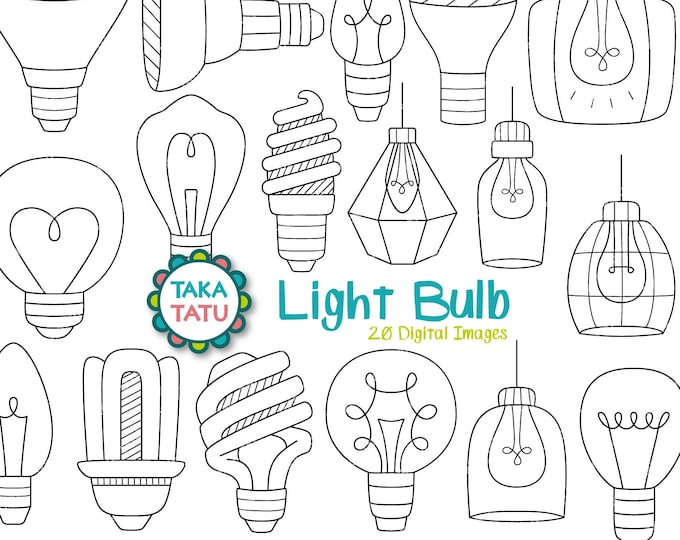 Light Bulb Digital Stamp Light Bulb Clipart / Lightbulb - Etsy