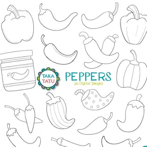 Pepper Clipart - Printable Vegetable Digital Stamp / Bell Pepper ...