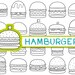 Hamburger Black and White Digital Stamp - Fast Food Clipart / Hamburger ...