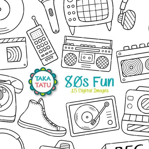 80s Fun Digital Stamp 80s Party Clipart / Eighties Party / - Etsy