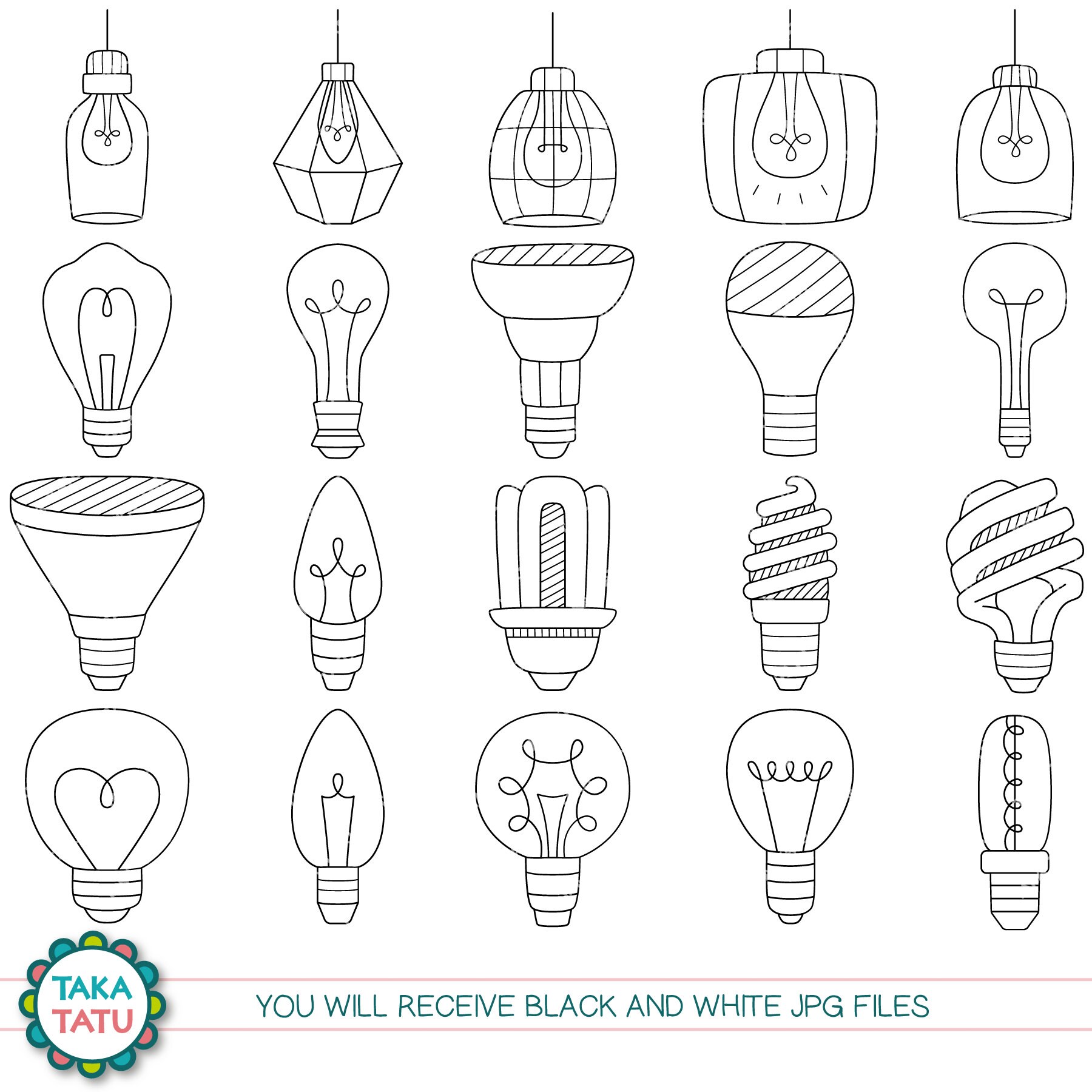 Light Bulb Digital Stamp Light Bulb Clipart / Lightbulb - Etsy Australia