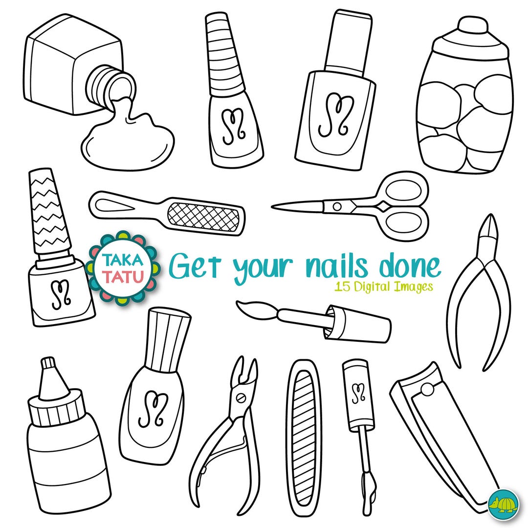 Manicure Digital Stamp Pack - Manicure Clip Art / Pedicure Clip Art ...