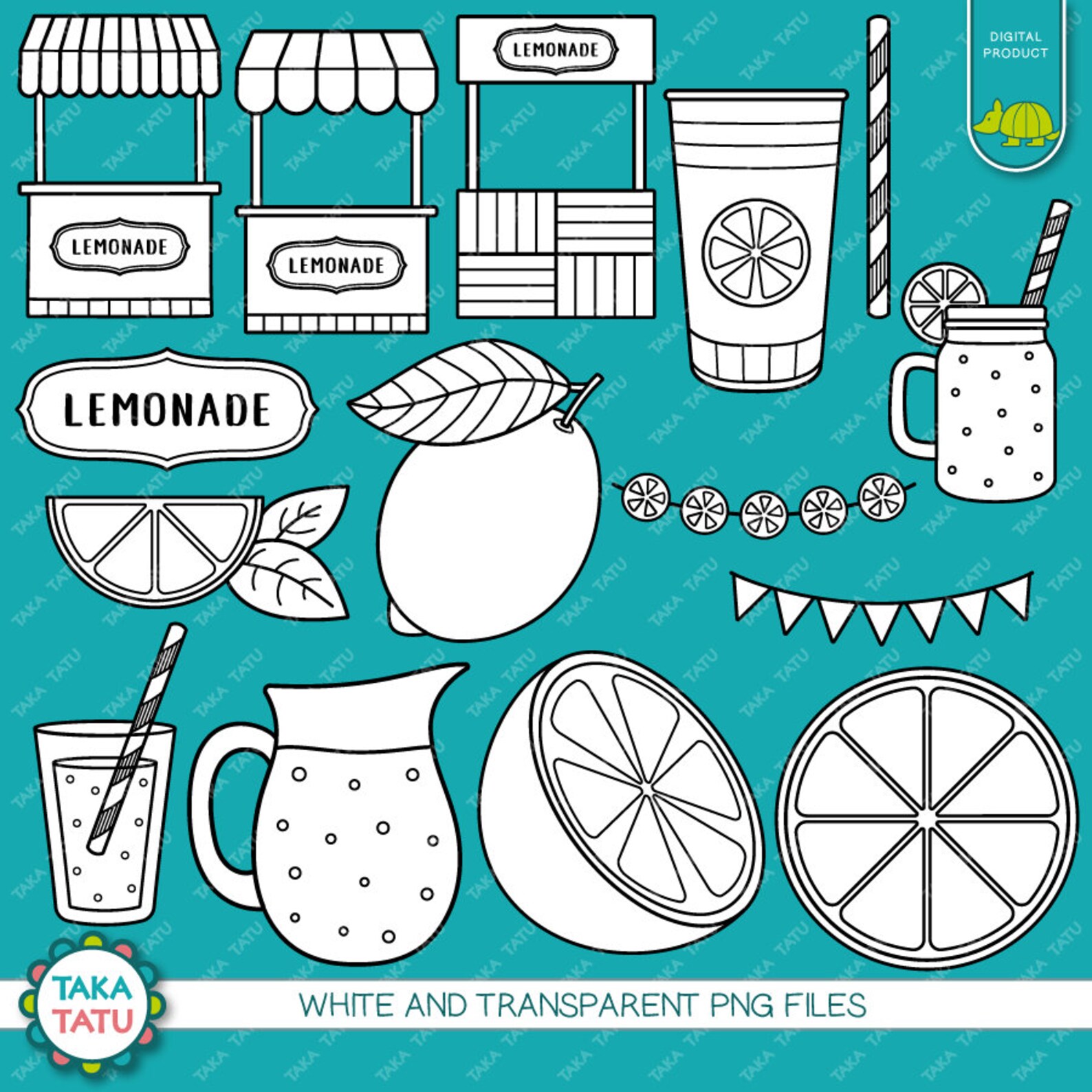 Lemonade Stand Digital Stamp Lemonade Stamp Clipart / Lemon | Etsy