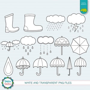 Rainy Day Digital Stamp Pack - Rain Clipart / Weather Clipart ...
