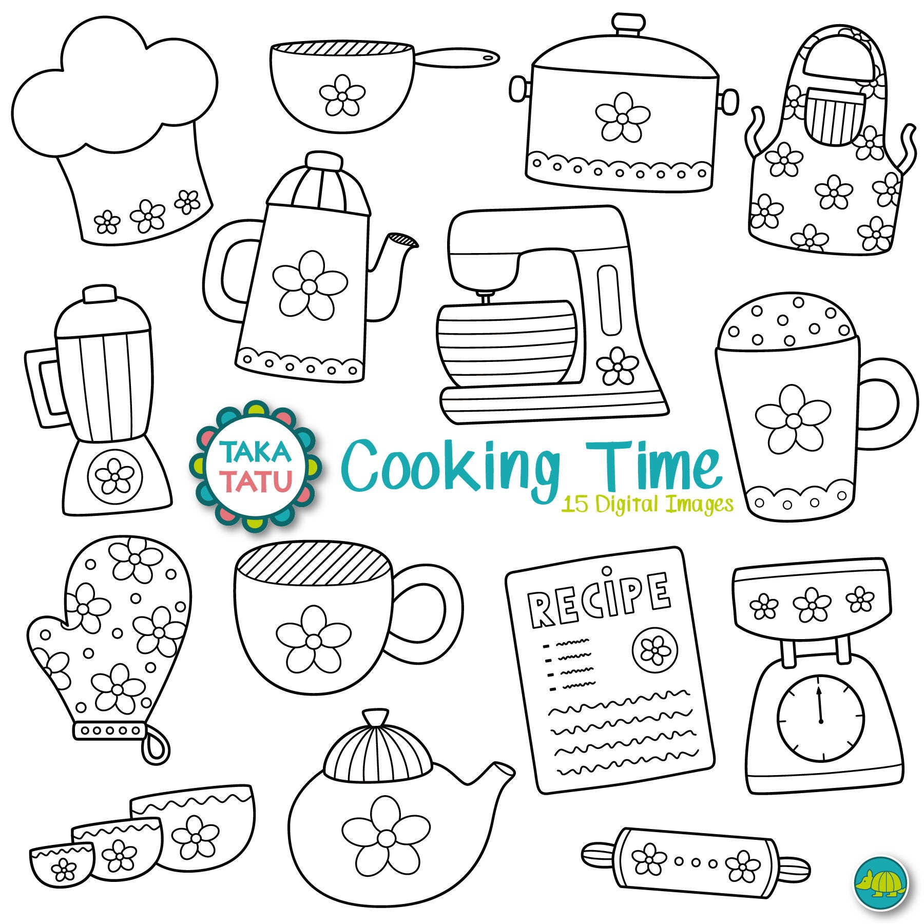 Cooking Time Digital Stamp Pack - Cooking Clipart / Kitchen Clipart ...