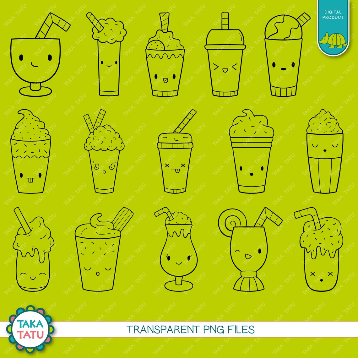 Cute Milkshake Clipart Kawaii Milkshake / Printable - Etsy