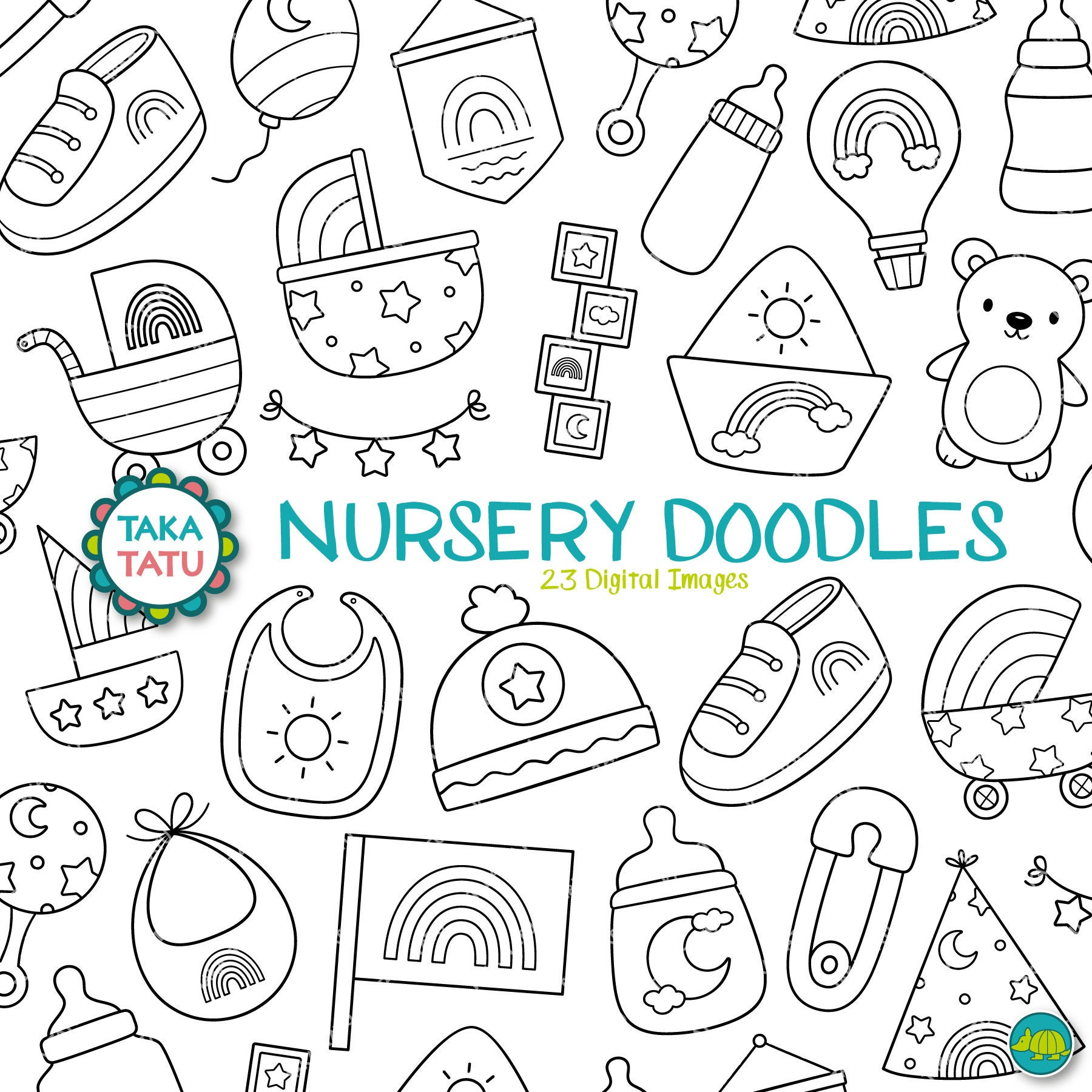 Nursery Doodles Clipart Baby Room Digital Stamps / Newborn - Etsy
