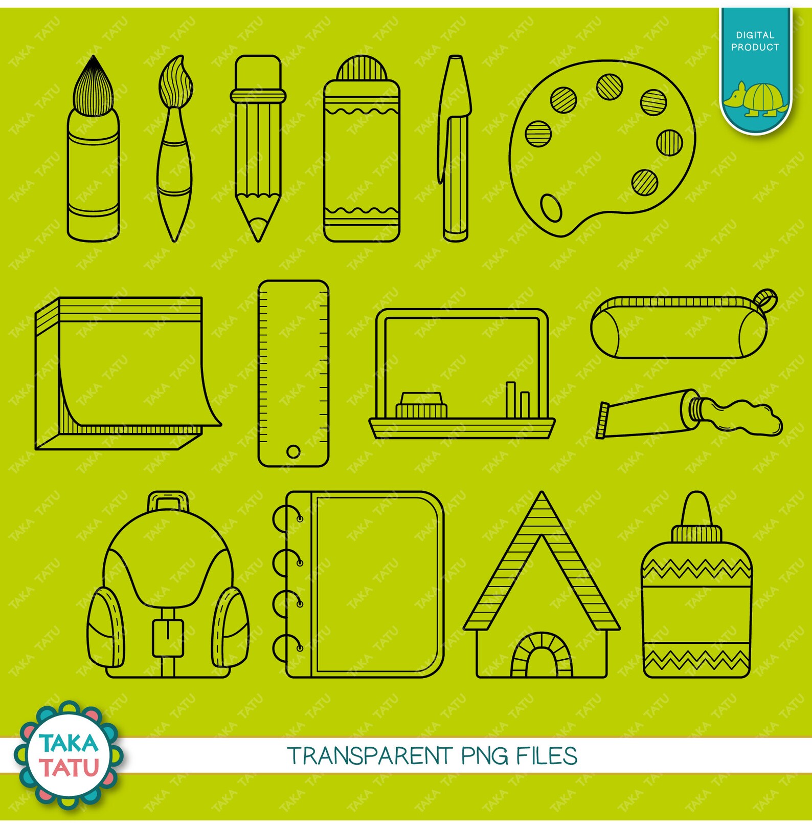 Art Supplies Clipart - Art Supply Digital Stamps / Art Teacher Clipart ...