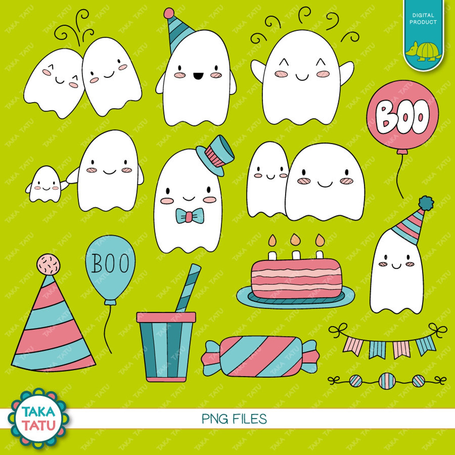 Ghost Party Clipart - Cute Ghost Clipart / Ghost Doodles Clipart ...