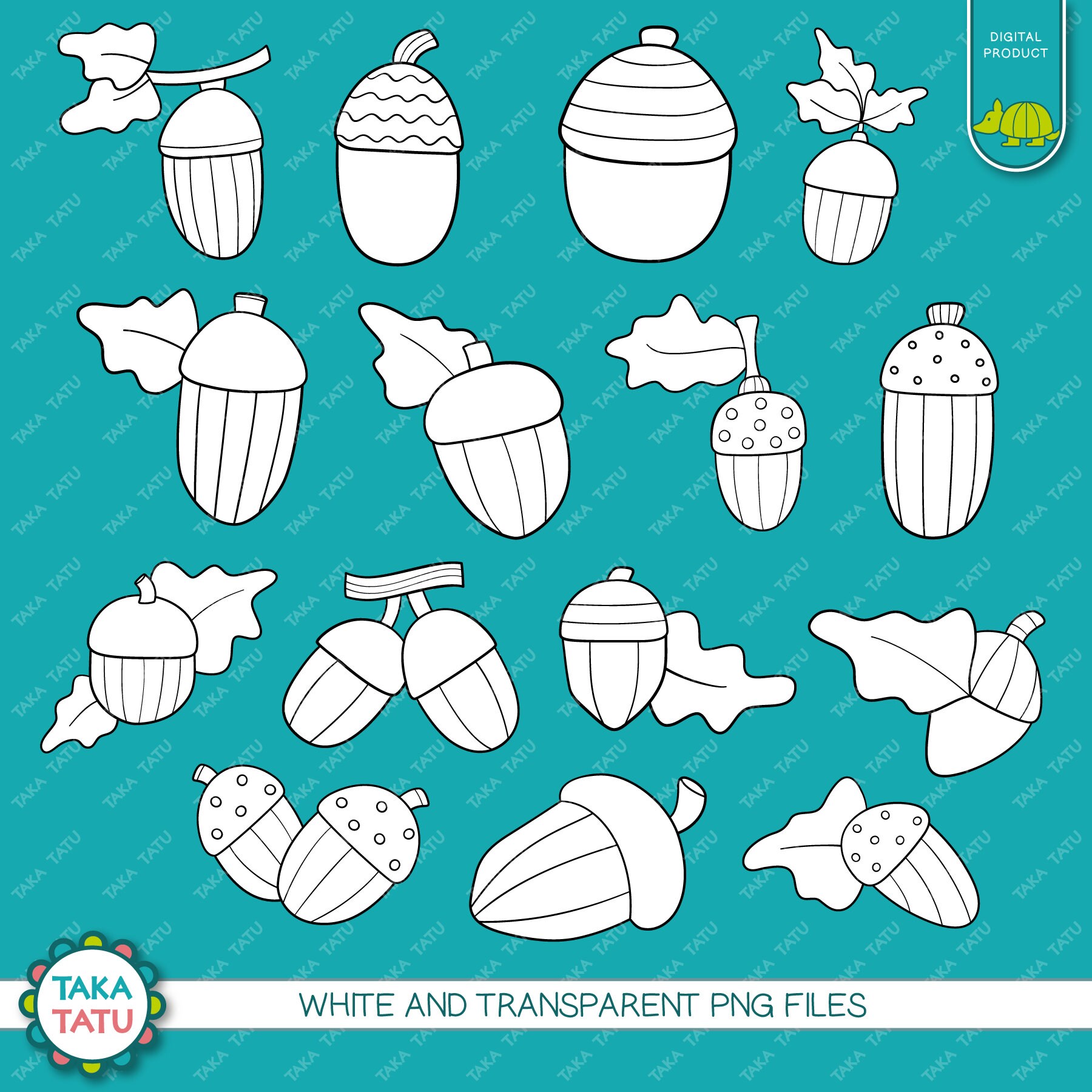 Acorn Doodles Clipart Acorn Digital Stamp / Autumn Clipart / | Etsy