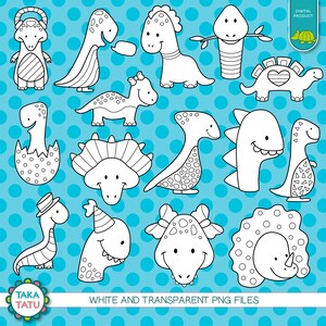 Dinosaur Digital Stamp Pack - Black and White Clipart / Dinosaur Clip ...