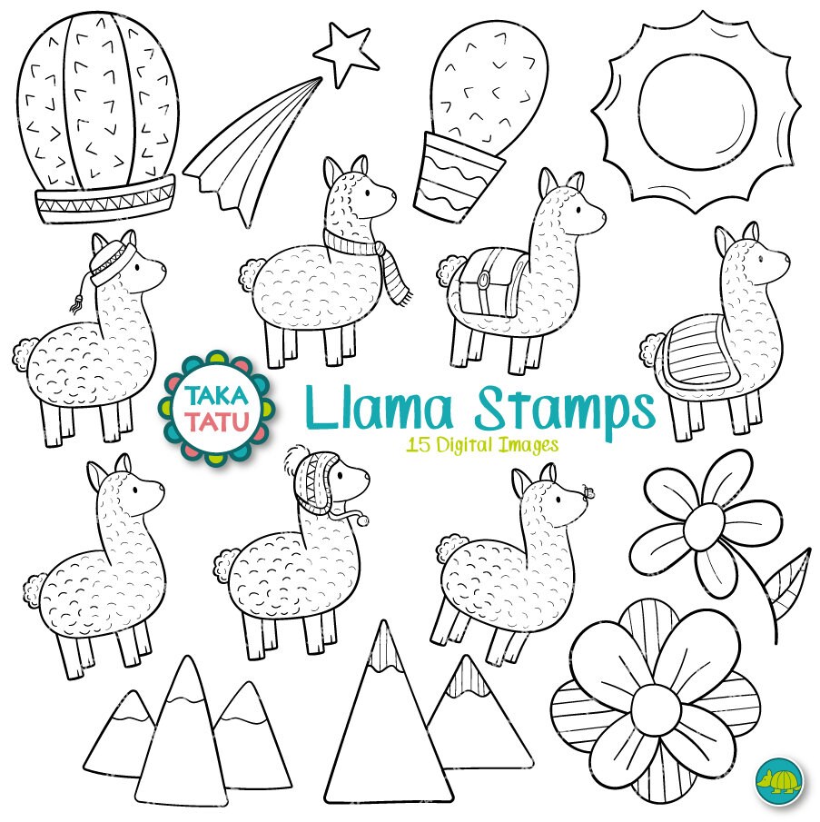 Llama Stamps Llama Clipart / Llama Digital Stamp / Llama - Etsy