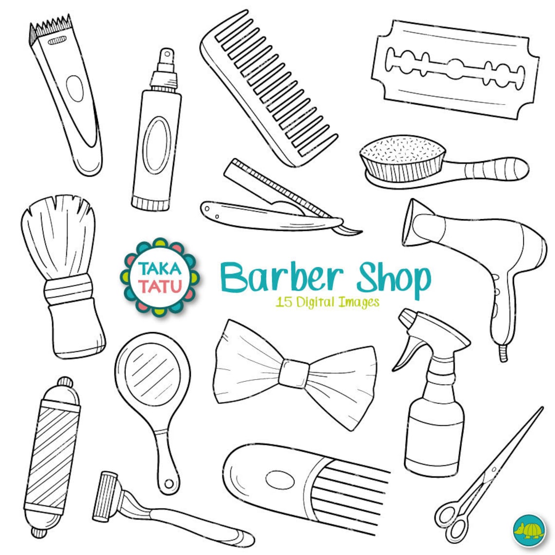 Barber Shop Digital Stamp - Barber Shop Clipart / Salon Clipart ...