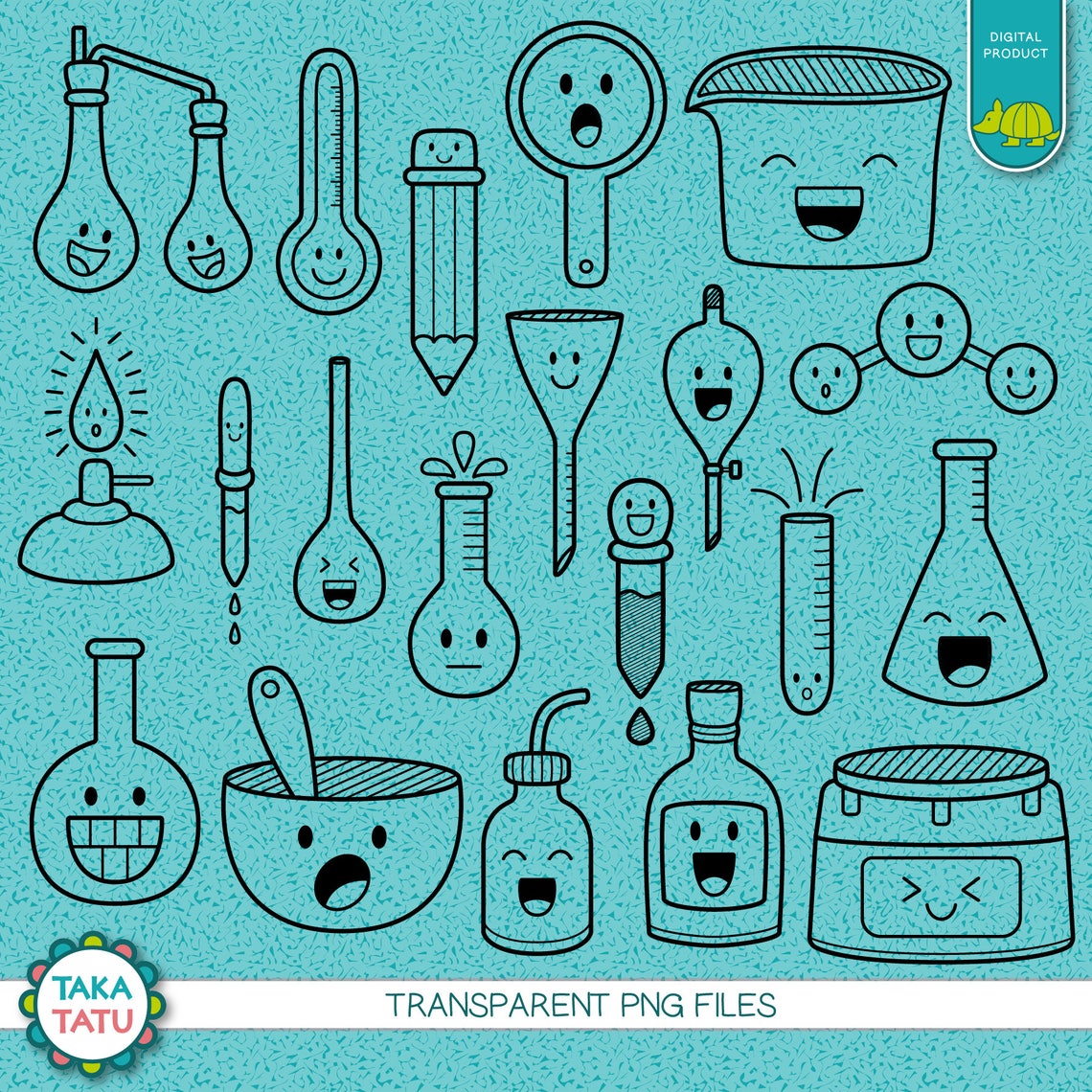 Kawaii Lab Digital Stamp Science Lab Clipart / Science / - Etsy
