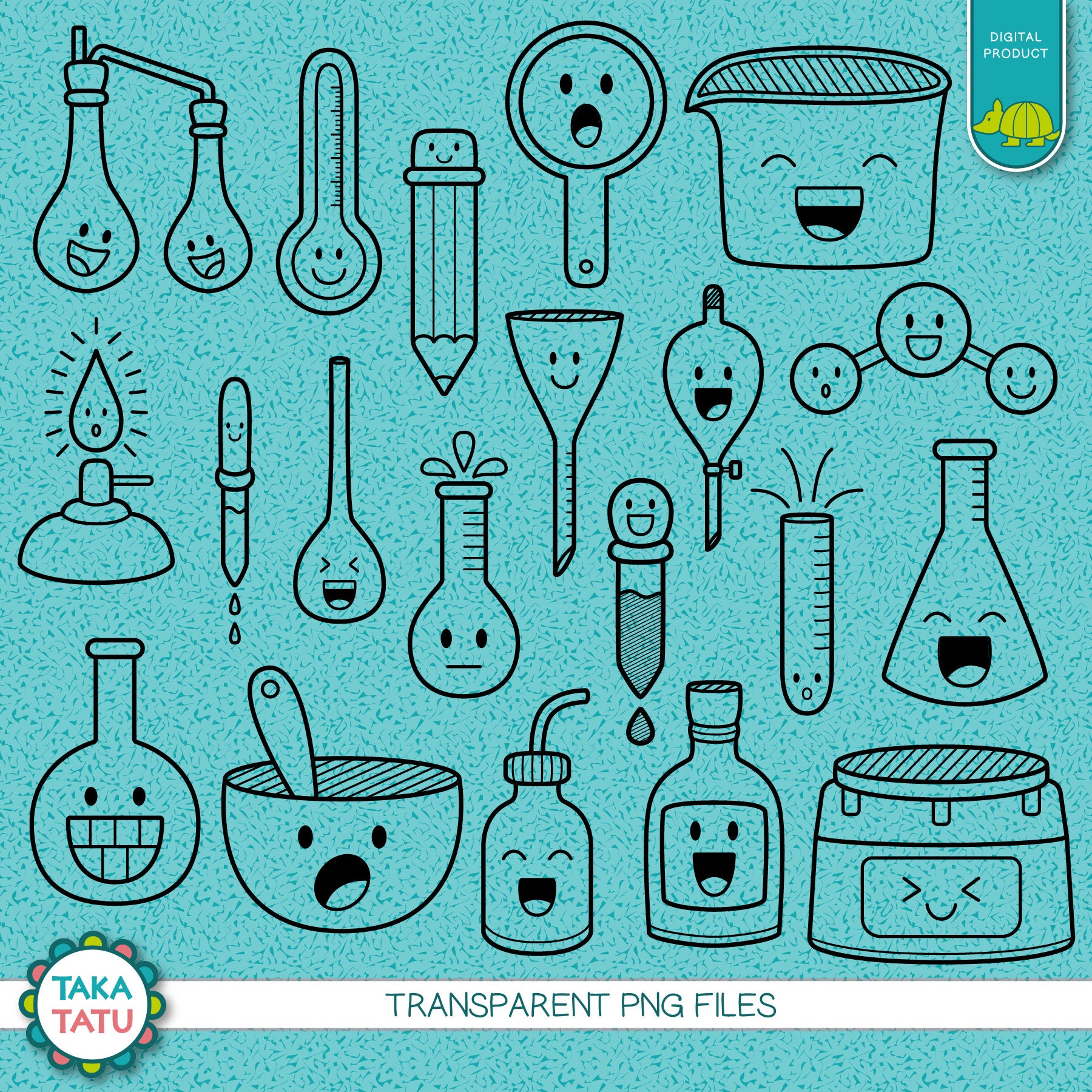 Kawaii Lab Digital Stamp Science Lab Clipart / Science / - Etsy