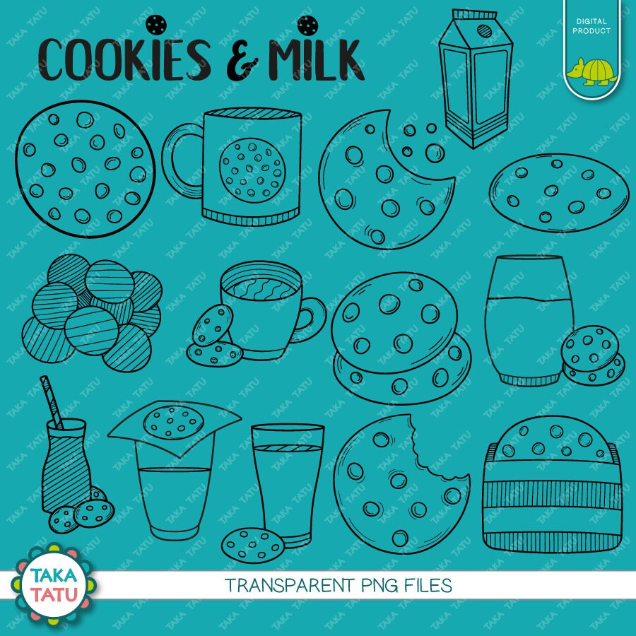 Cookies and Milk Digital Stamp Cookies Clipart / Milk and - Etsy