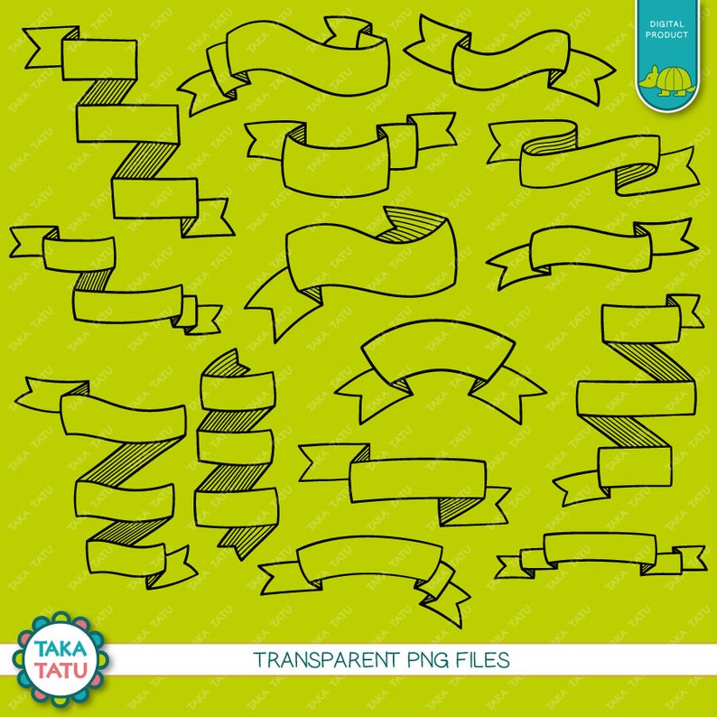 Banners Digital Stamp Banner Clipart / Banner Doodles / Hand - Etsy