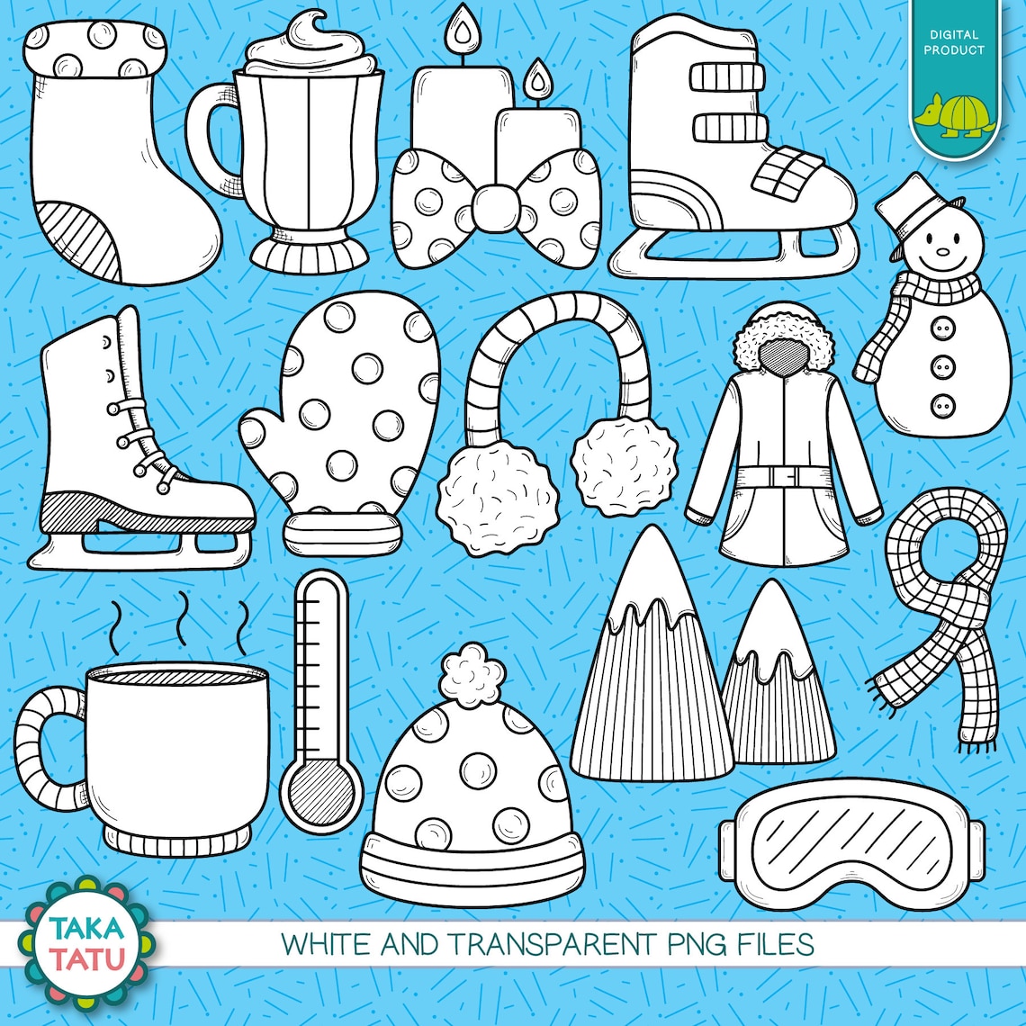Winter Doodles Digital Stamp Winter Clipart /winter Stamp / - Etsy
