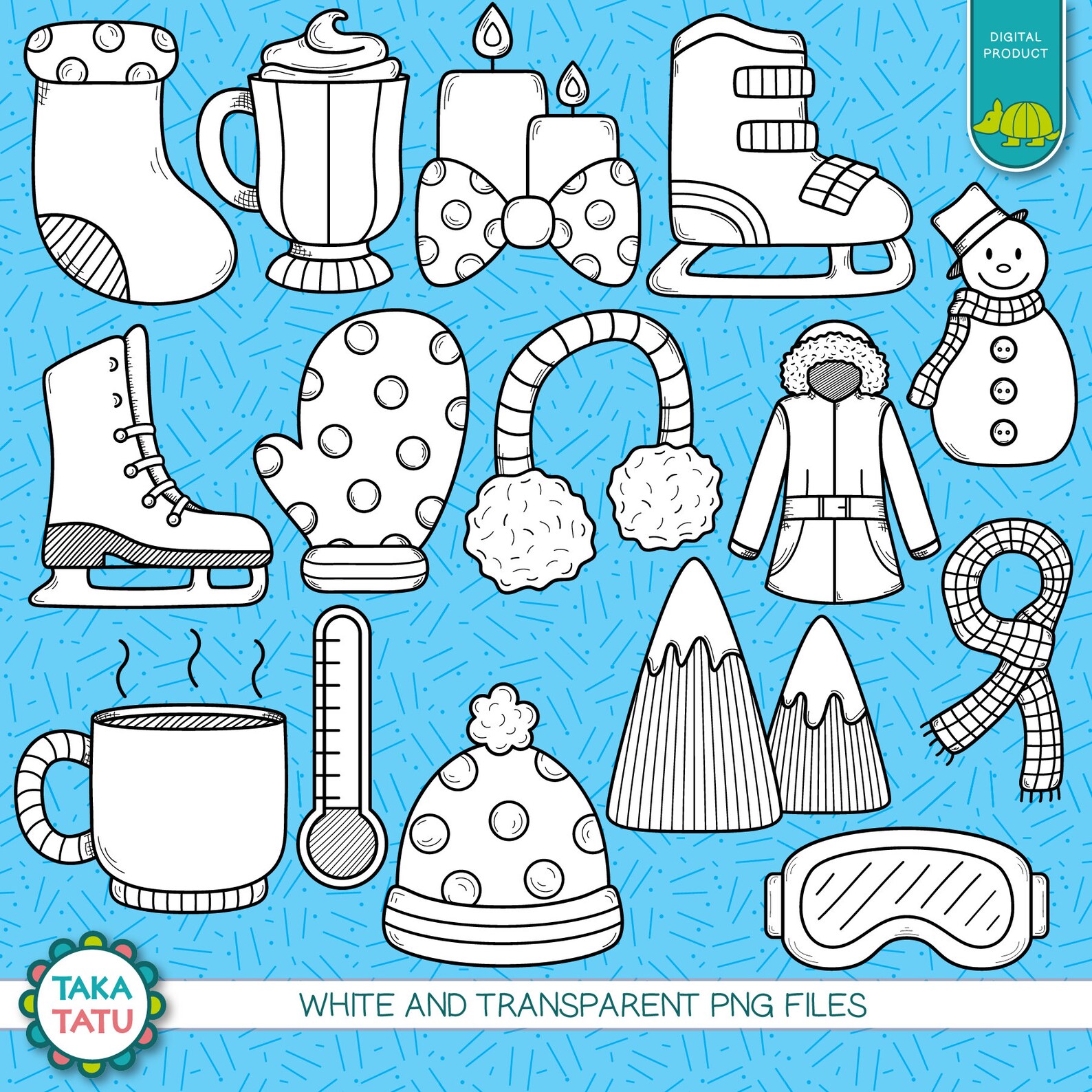 Winter Doodles Digital Stamp Winter Clipart /winter Stamp / - Etsy