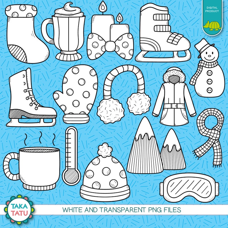 Winter Doodles Digital Stamp Winter Clipart /winter Stamp / - Etsy