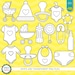 Baby Shower Digital Stamp Pack Black and White Clipart / Baby Clipart ...