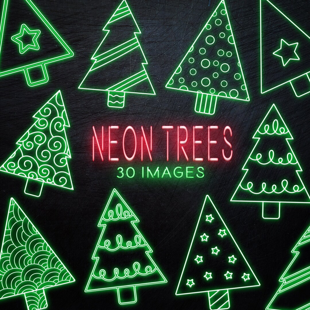 Neon Christmas Trees Clipart - Christmas Neon Lights / Christmas Tree ...