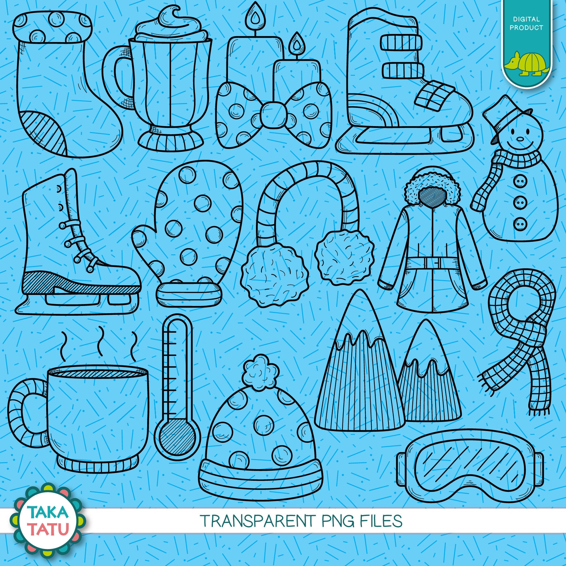 Winter Doodles Digital Stamp Winter Clipart /winter Stamp / - Etsy