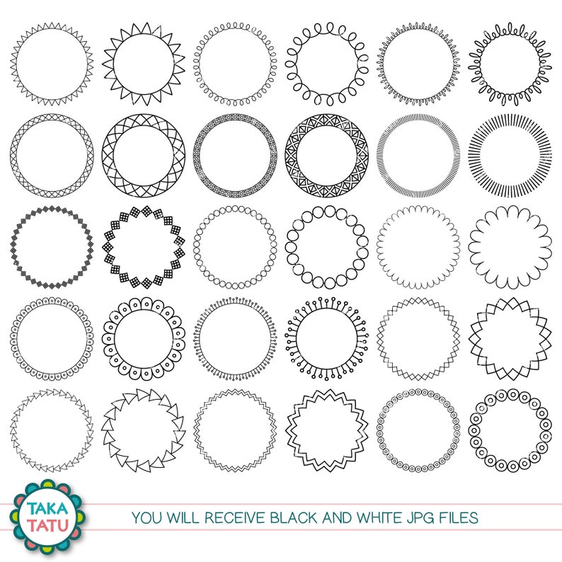 Geometric Circle Frames Clipart Digital Circle Frames | Etsy