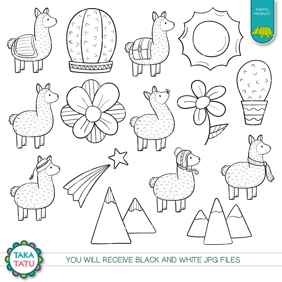 Llama Stamps Llama Clipart / Llama Digital Stamp / Llama - Etsy