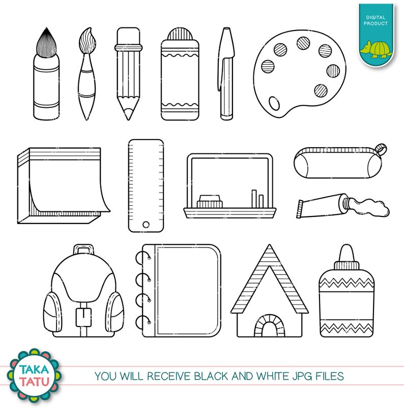 Art Supplies Clipart Art Supply Digital Stamps / Art Teacher | Etsy