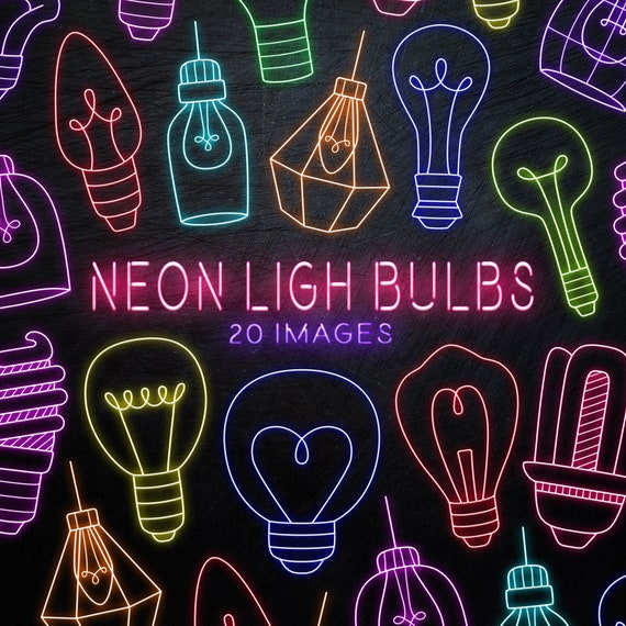 Neon Light Bulbs Clipart Neon Lamp Clipart / Neon Light - Etsy
