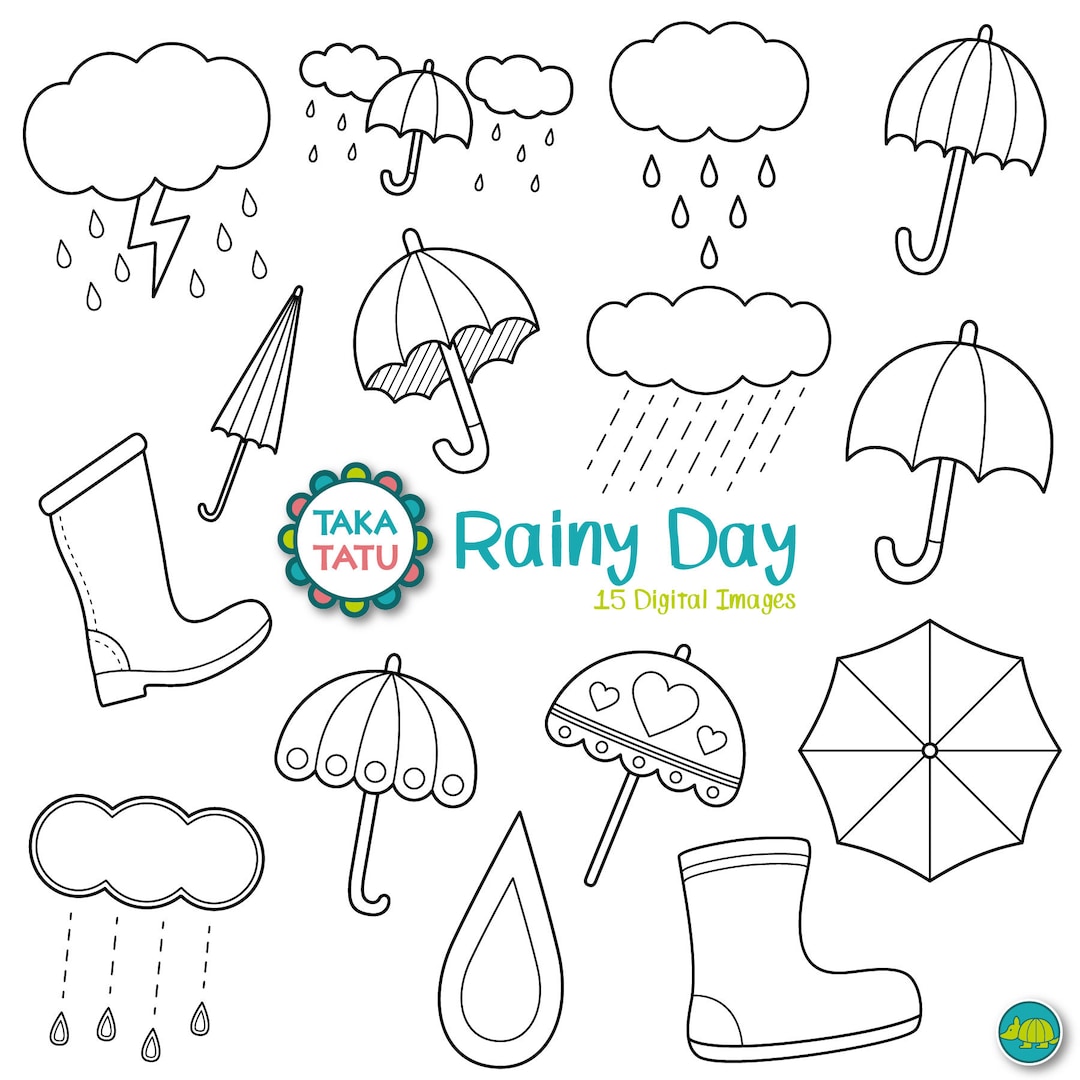 Rainy Day Digital Stamp Pack - Rain Clipart / Weather Clipart ...