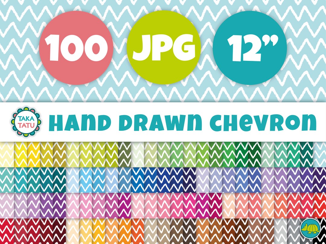 100 Hand Drawn Chevron Digital Paper Set / 100 Different Colors for ...