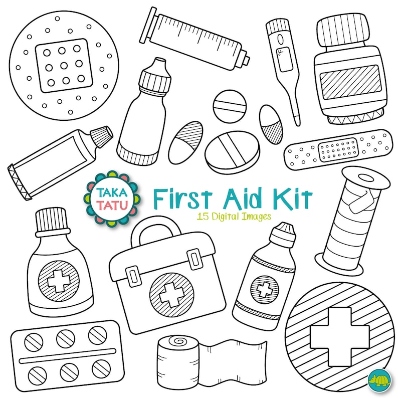 First Aid Kit Digital Stamp First Aid Clipart / Medical Kit - Etsy