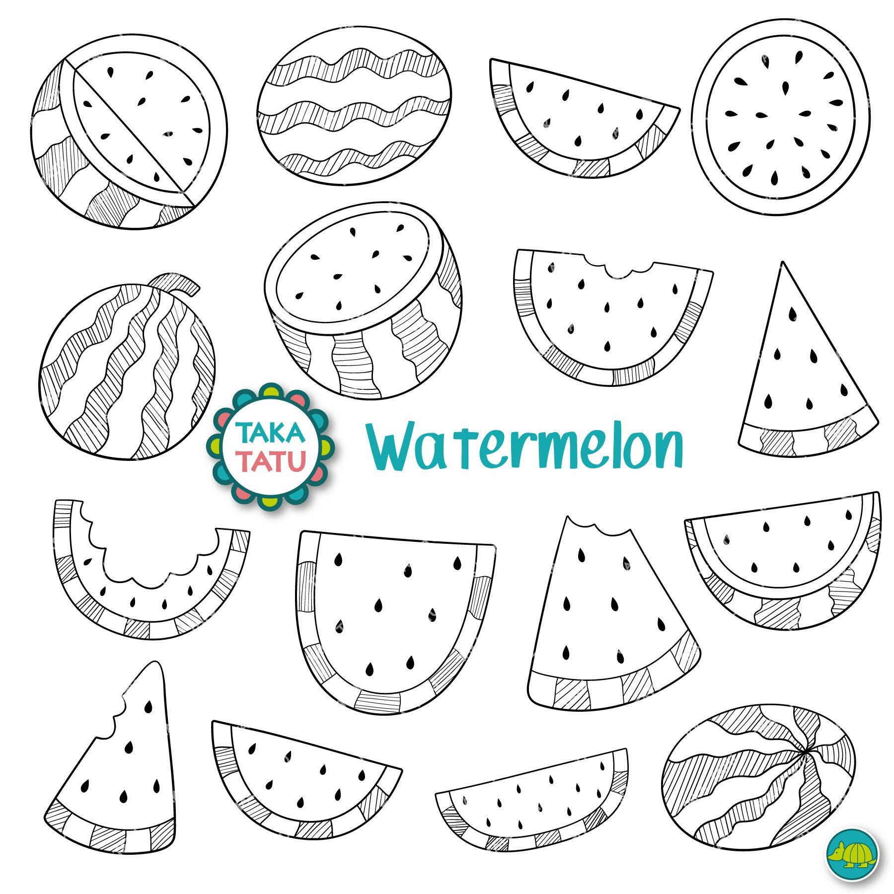 Watermelon Clipart Hand Drawn Digital Stamp / Watermelon | Etsy