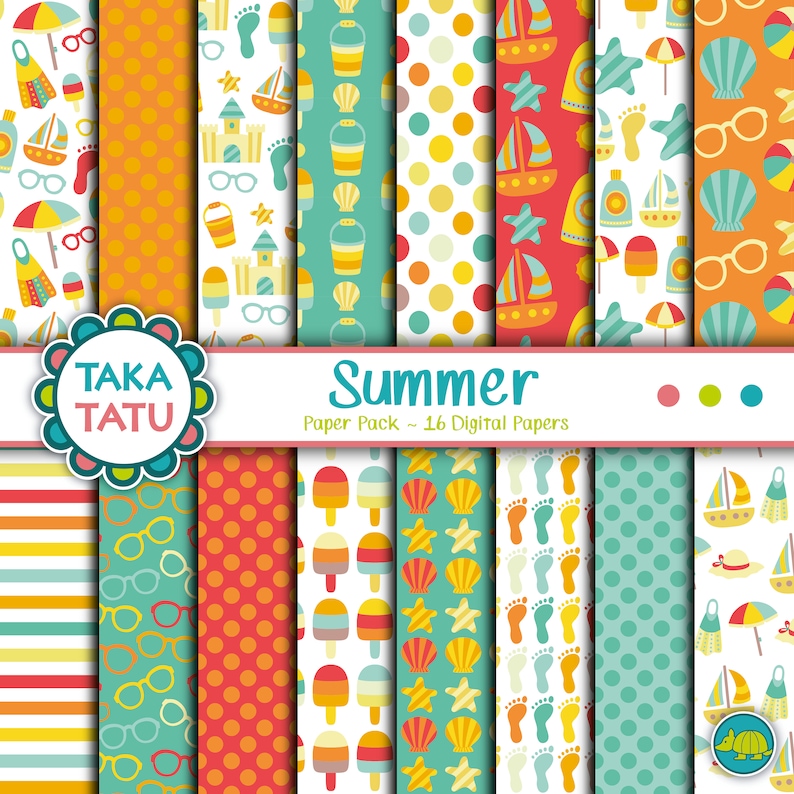 Summer Paper Pack - Summer Background / Summer Party / Summer Vacation ...
