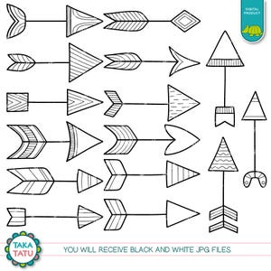 Doodle Arrows Digital Stamp - Doodle Arrows Clipart / Hand Drawn Arrows ...