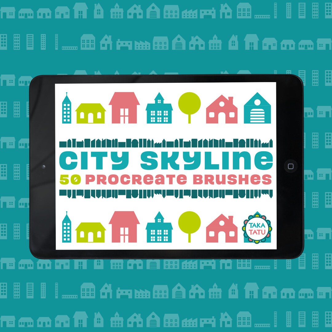 50 Procreate Brushes - City Skyline Stamp Brushes / Cityscape Design ...