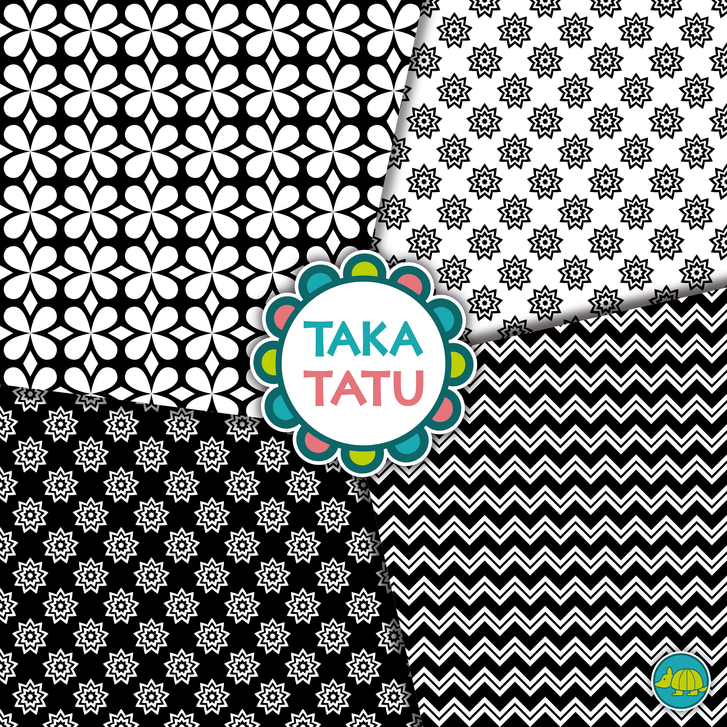 Black and White Digital Paper Pack Geometric Black and White | Etsy