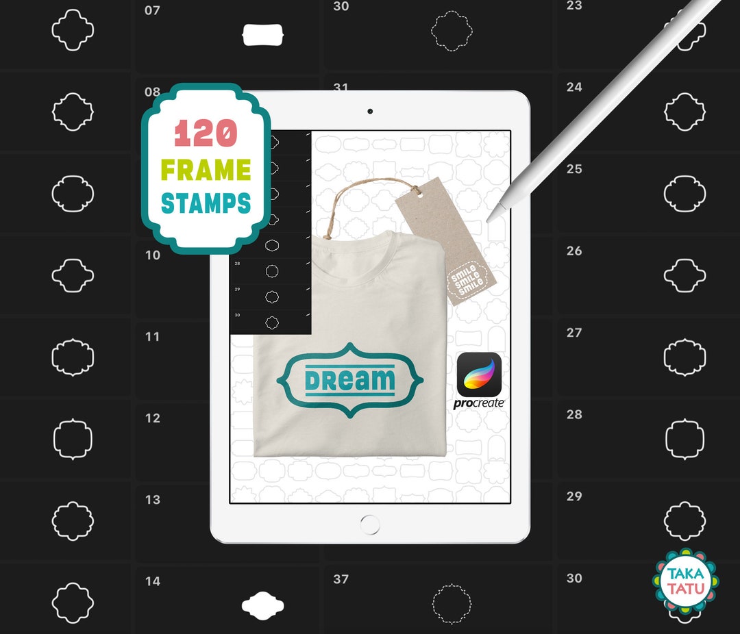 120 Frame Brushes for Procreate - Label Stamp Brushes for Procreate ...