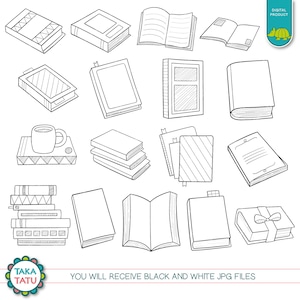 Book Doodles Clipart - Digital Stamp / Literature Clipart / Reading ...