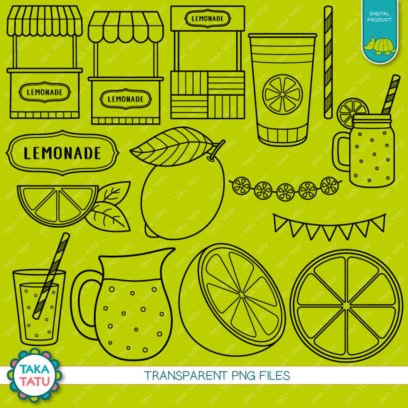 Lemonade Stand Digital Stamp Lemonade Stamp Clipart / Lemon | Etsy