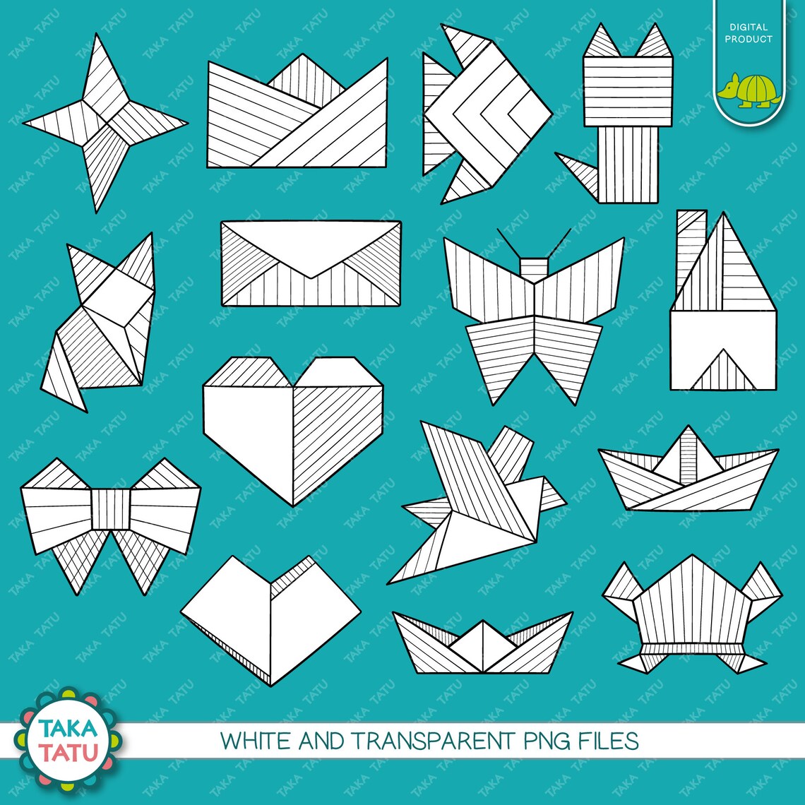 Origami Doodles Clipart Line Art Digital Stamp / Geometric - Etsy Australia