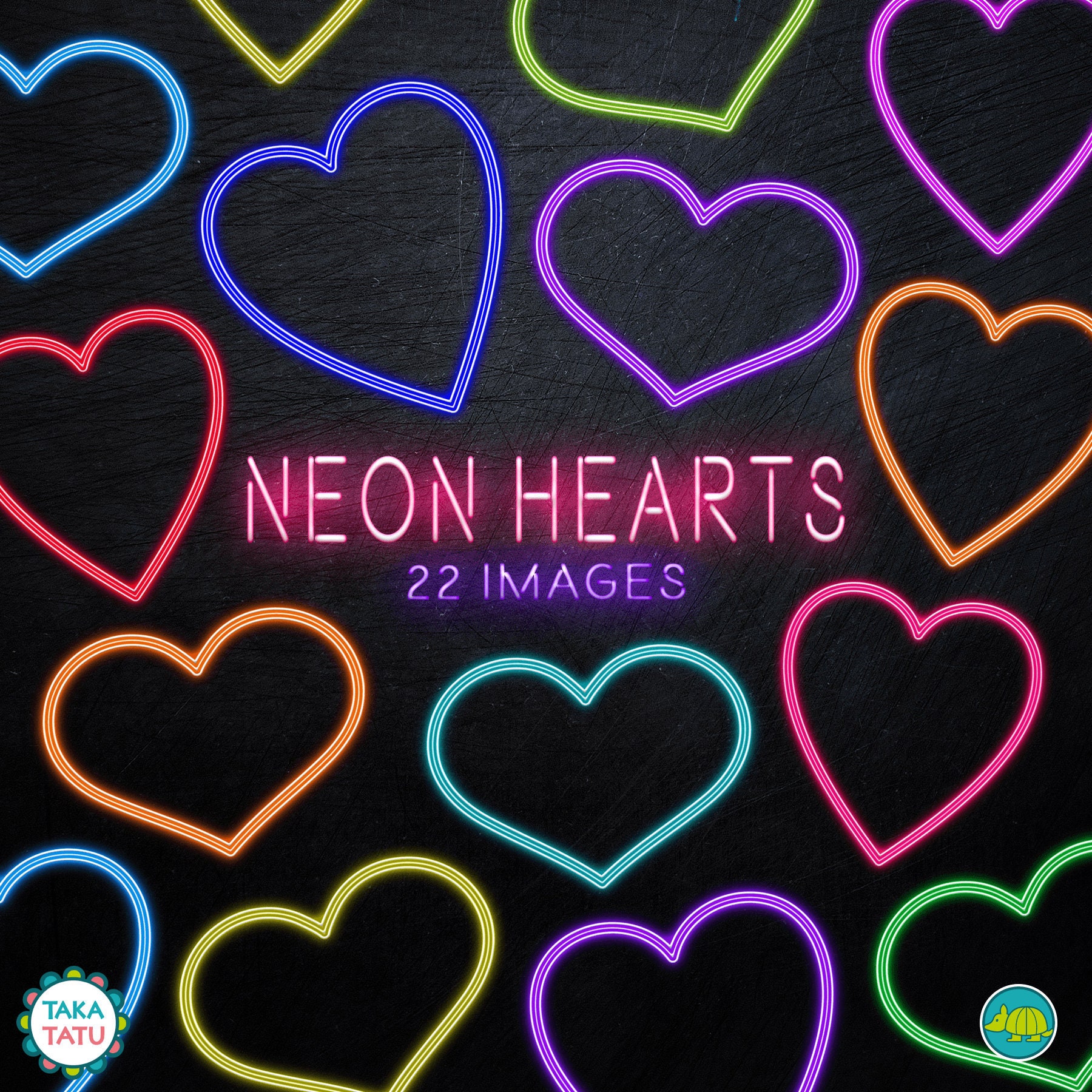 Colorful Neon Heart Backgrounds
