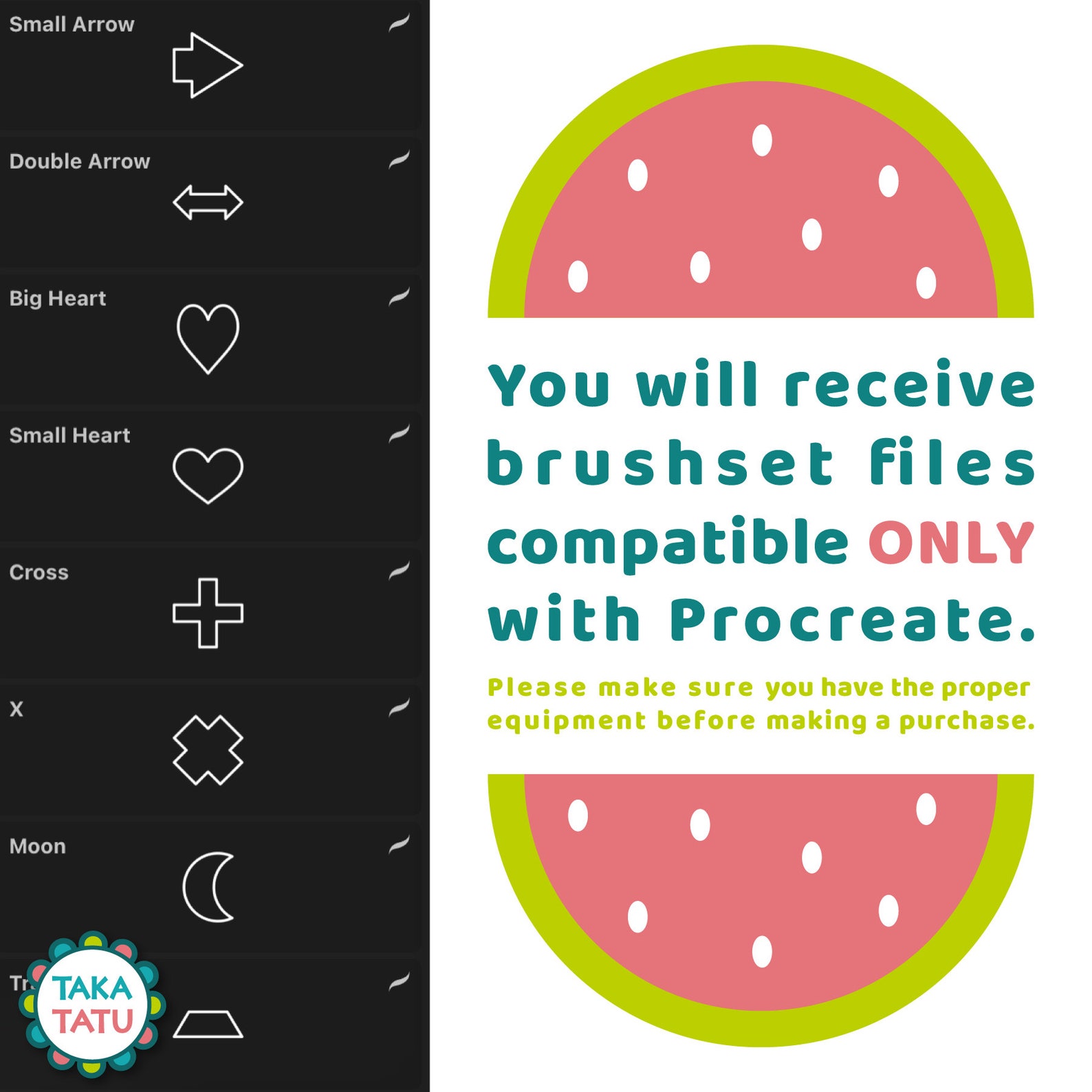 100 Procreate Brushes - Geometric Shapes Stamp Brushes / Simple Shapes ...